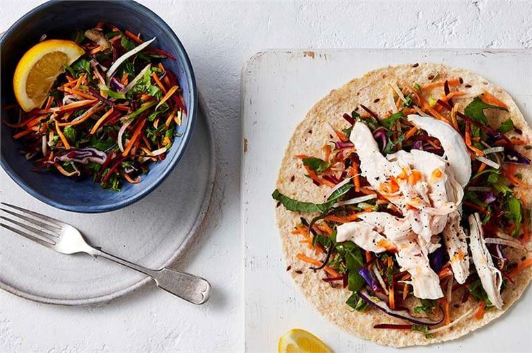 Sweet chilli chicken & kaleslaw wrap | CSIRO Total Wellbeing Diet