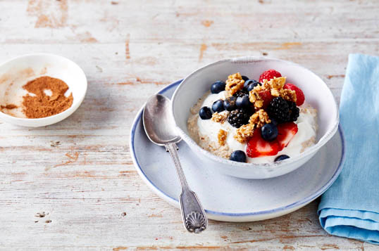 Pear & berry bircher muesli with maple mix | CSIRO Total Wellbeing Diet