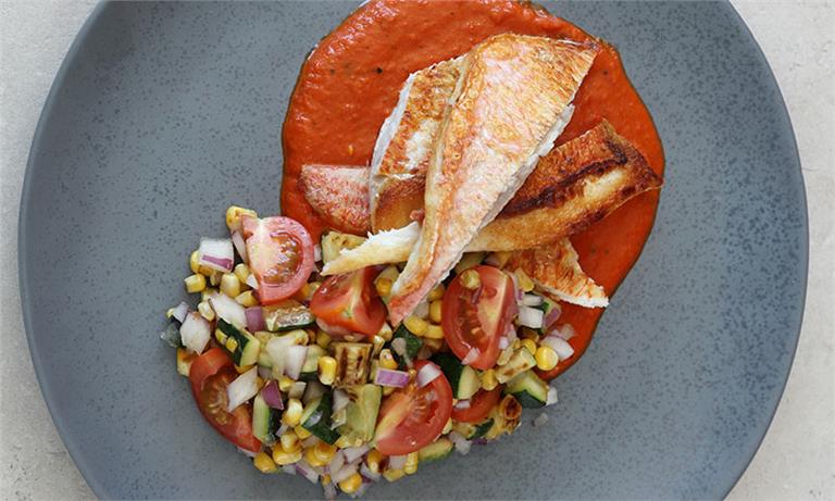 Delicious Seared Snapper with Roast Capsicum Sauce